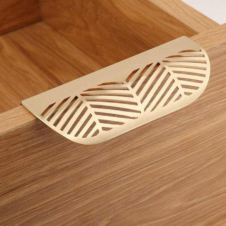 Teabelle Leaf Shape Brass Gold Cabinet Pulls Furniture Handles Kitchen ...