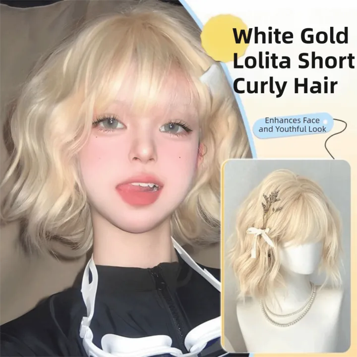 PUNTA Đẹp Tóc giả tổng hợp Lolita Ngọt ngào Tự nhiên Tóc xoăn ngắn Thời ...