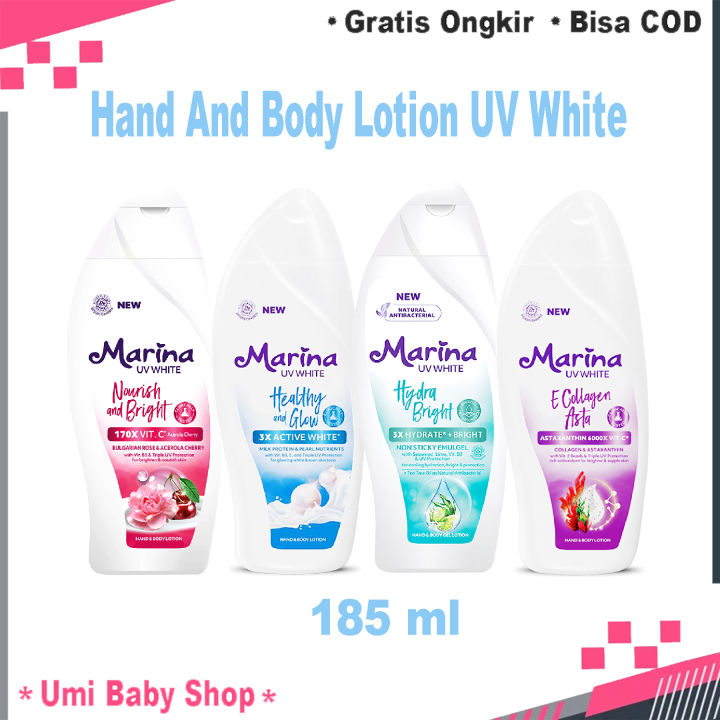 Marina Hand Body Lotion UV White Nourish & Bright / Healty & Glow / Hydra Bright / E Collagen ...