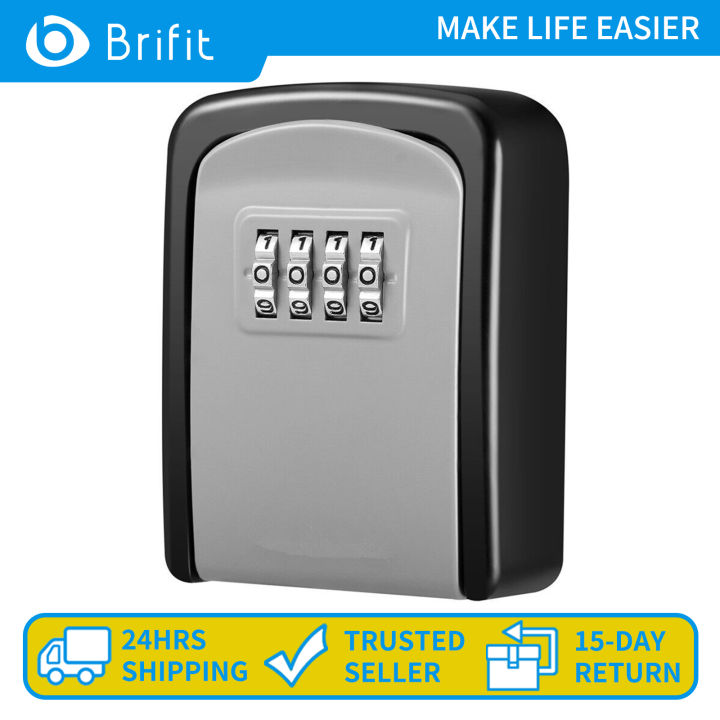 Brifit Key Lock Box, 4 Digit Combination Key Storage Lock Box, Wall ...
