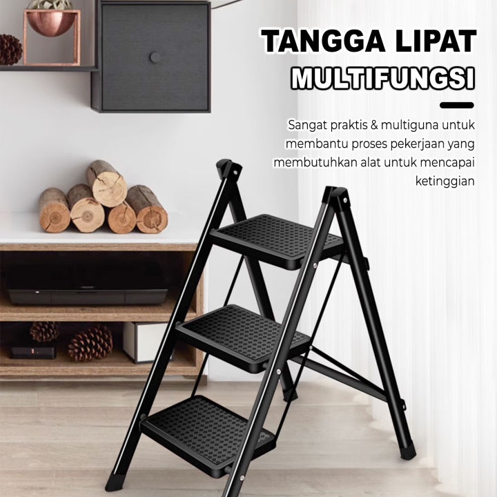 Tangga Lipat Besi Rumah Tangga Dengan Pegangan 3 Susun With Holder ...