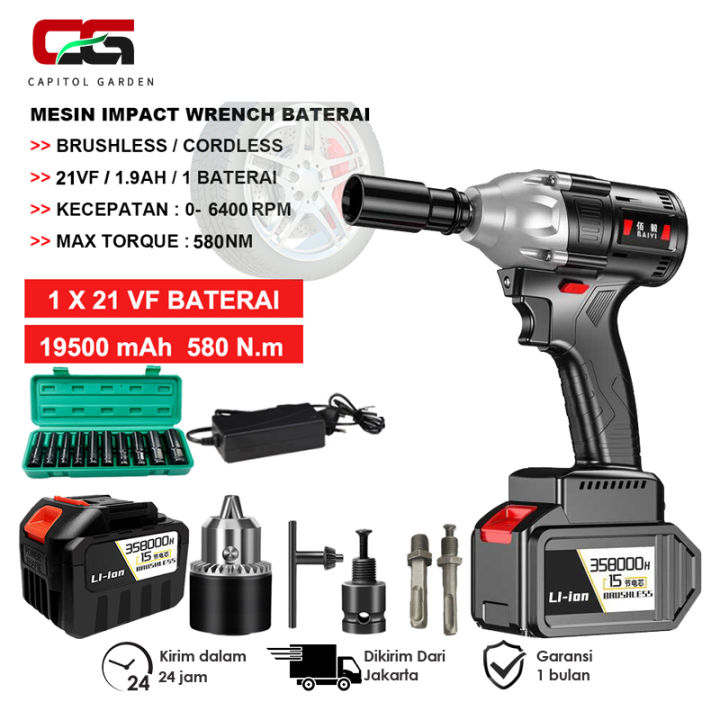 COD!!! Bor impek pembuka baut motor Cordless Impact Wrench high torsi ...