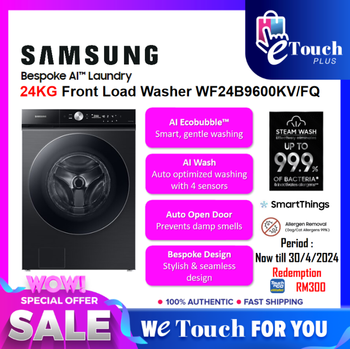 Samsung BESPOKE AI™ 24kg Inverter Smart Washing Machine WF24B9600KV/FQ ...