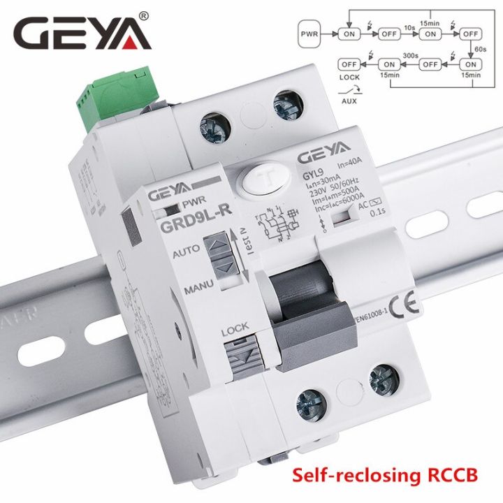 GEYA 6KA ELCB RCCB 2P Automatic Reclosing Device Remote Control Circuit Breaker Recloser RCD 40A ...