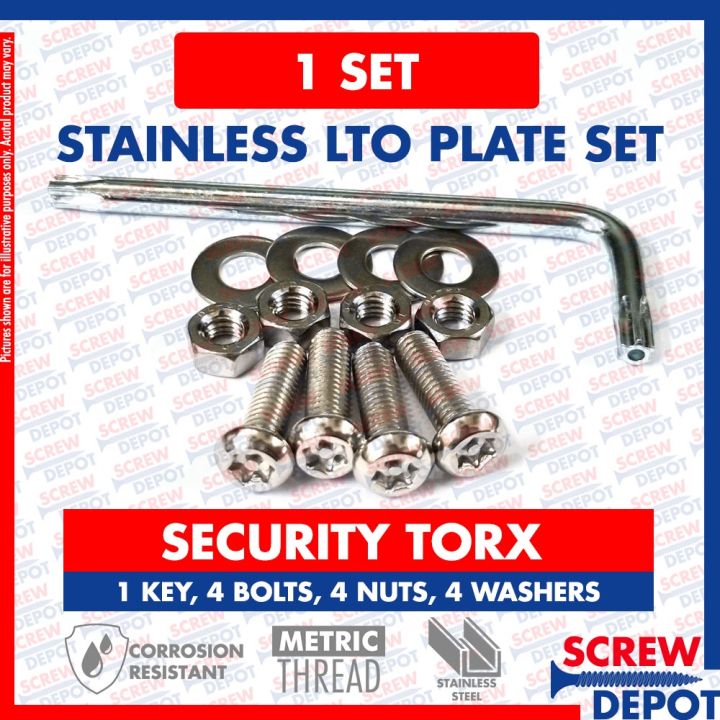 1SET Stainless LTO Plaka Bolt / Plate Number Screw for Car and ...