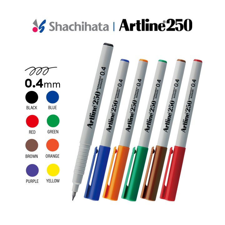 Artline 250 Writing Pen Fine Point Permanent Ink 8 Colours | Lazada