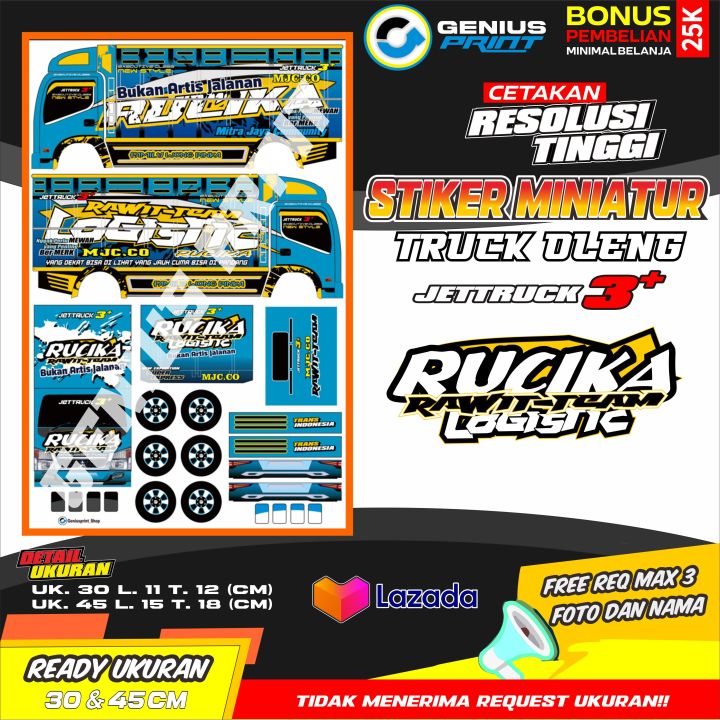 Stiker Miniatur Truk Oleng Rucika Logistik | Bandar Sayur | Bintang ...