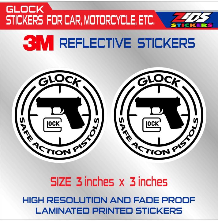 glock logo 3M reflective printed laminated sticker for cars, motorcyle ...