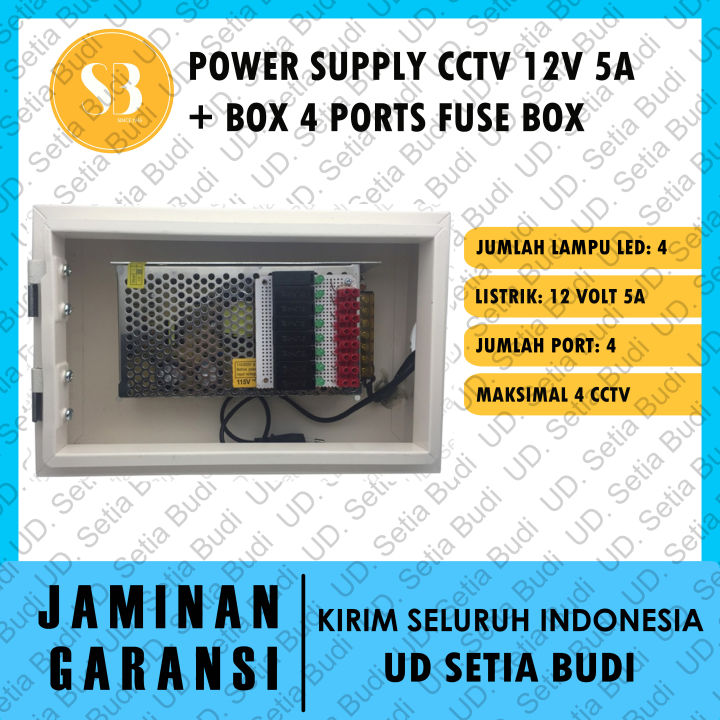 Power Supply CCTV 12V 5A + Box 4 Ports Fuse Box | Lazada Indonesia