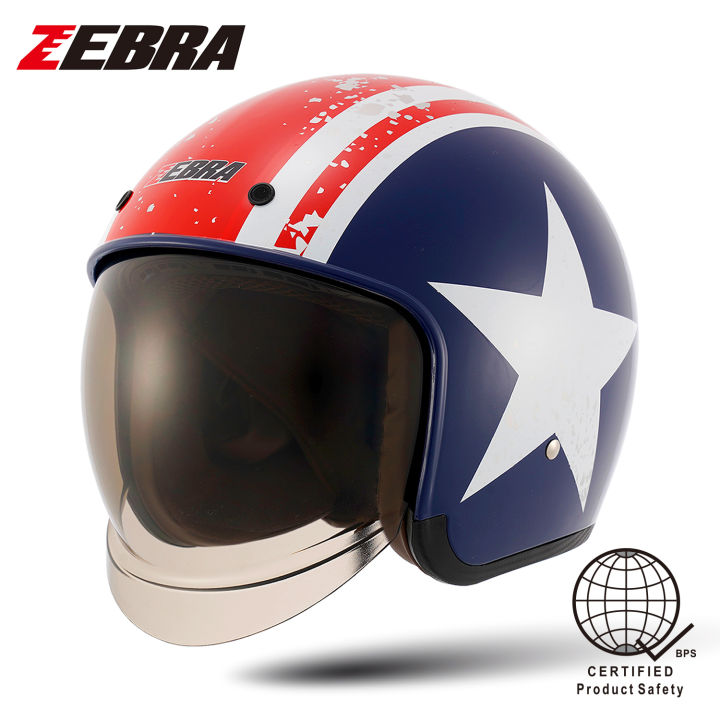 Zebra 603 Motorcycle Helmets Half Face Vintage Harley Retro Motor ...