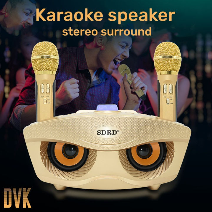SDRD SD-306 Wireless Bluetooth Dual Microphone Karaoke Portable 3D Stereo Speaker mic SD-306 ...