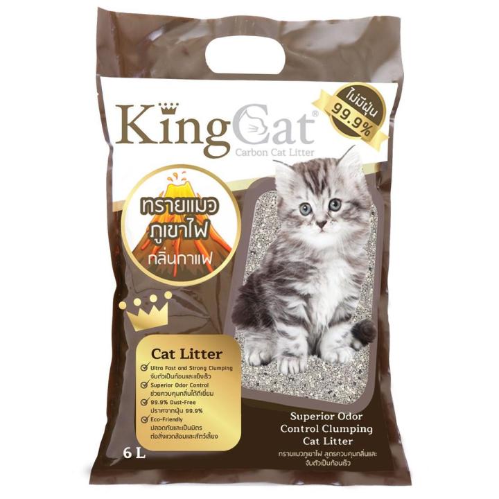 [เกรดพรีเมี่ยม] KingCat ทรายแมวภูเขาไฟ ผสมคาร์บอน ขนาด 6 ลิตร กลิ่นกาแฟ ...