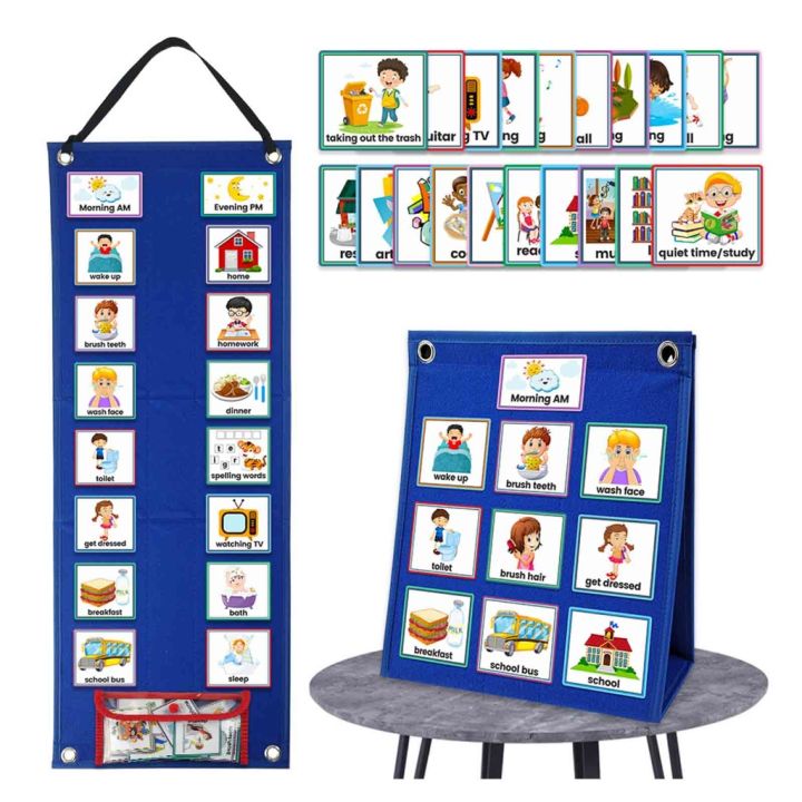 Visual Schedule for Kid Day Night Autism Routine Chart Card Visual Wall ...