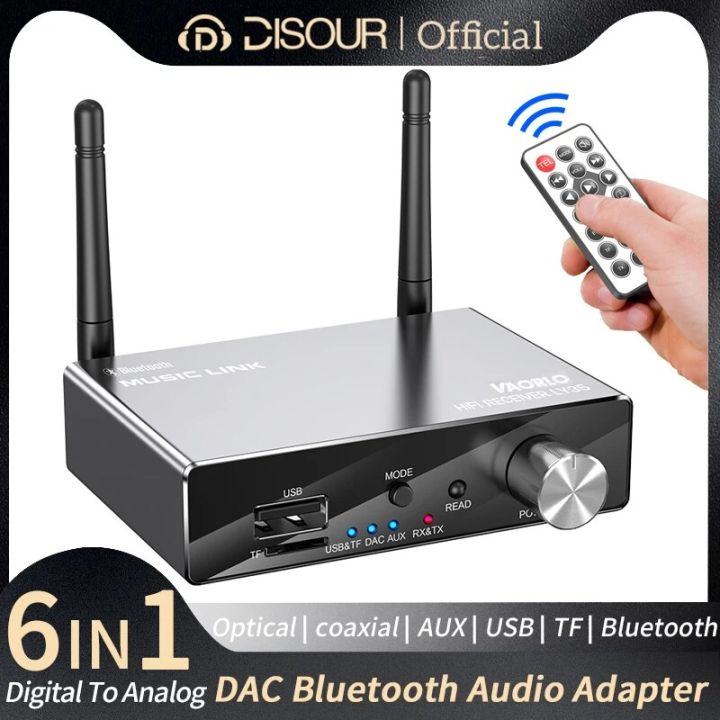 6 IN 1 Digital To Analog Converter Bluetooth 5.3 Receiver Transmitter ...