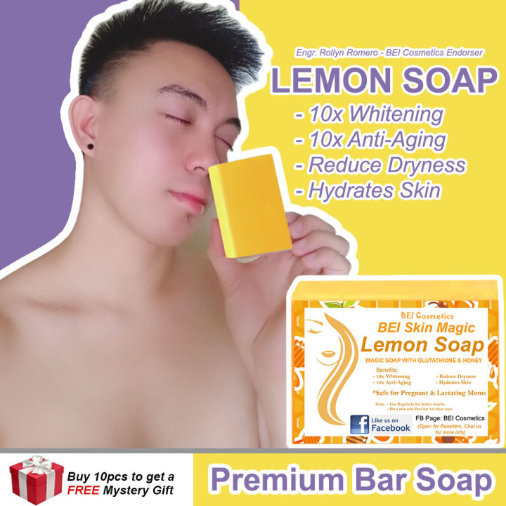 [ORIGINAL] BEI Lemon Magic Soap with Glutathione & Honey - Gluta Lemon Whitening Magic Bar Soap ...