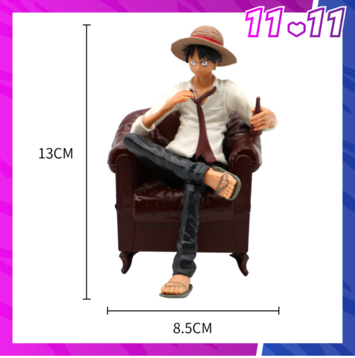 One Piece Luffy Figure white shirt sitting pose | Lazada
