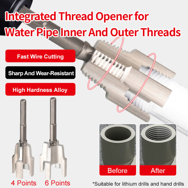 4/6 Points Integrated Precision Threading Drill Tool PVC Pipe Threading ...
