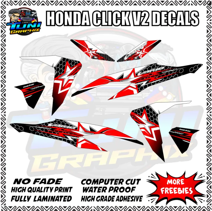 HONDA CLICK Vario v2 Rising Star Honeycomb Decals with freebies | Lazada PH