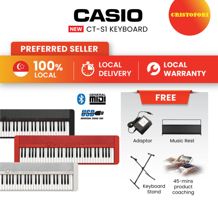 CASIO CT-S1 Keyboard [FREE: X-stand] (Assorted Colors) ( CTS1 ) 61 keys ...