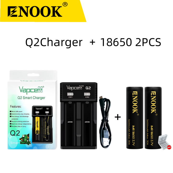 Legit Enook 18650 Battery Charging Kit 3600mAh 35A Rechargeable 3.7V ...