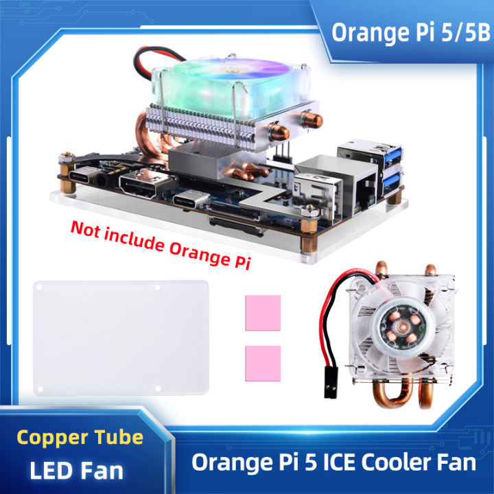 New Orange Pi 5 / 5b Ice Tower Cooler Rgb Led Cpu Cooling Fan Copper ...