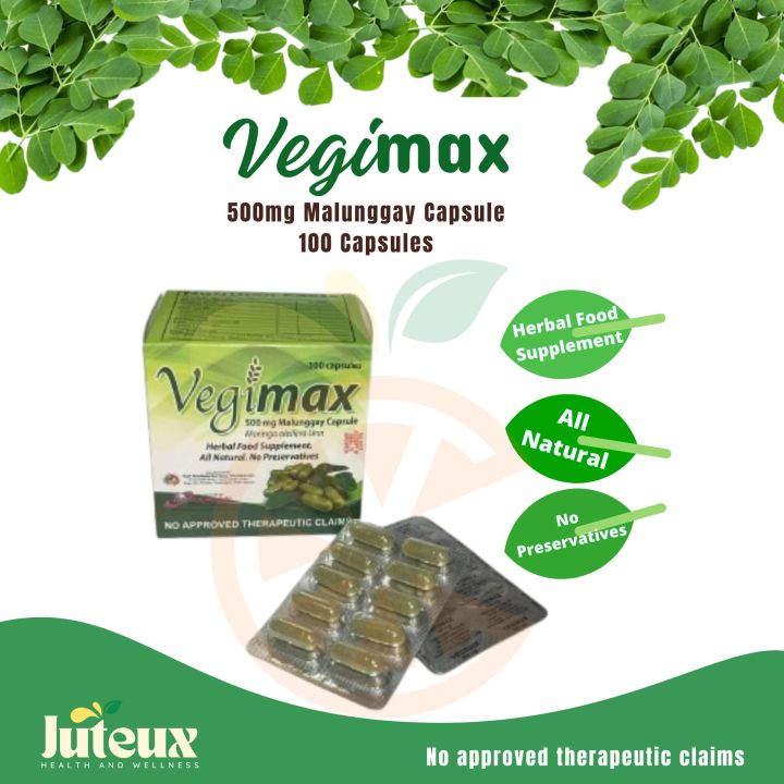 Moringa oleifera Linn, Vegimax Malunggay Capsule, 100 capsules, 500 mg ...