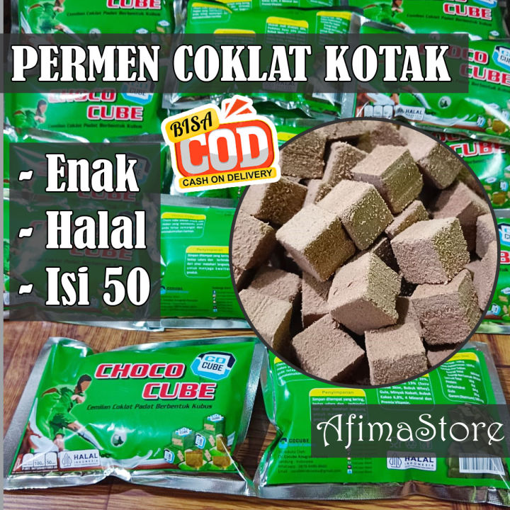 CHOCO CUBE CANDY PERMEN KOTAK MINI ISI 50 PCS ENAK RASA COKLAT HALAL ...