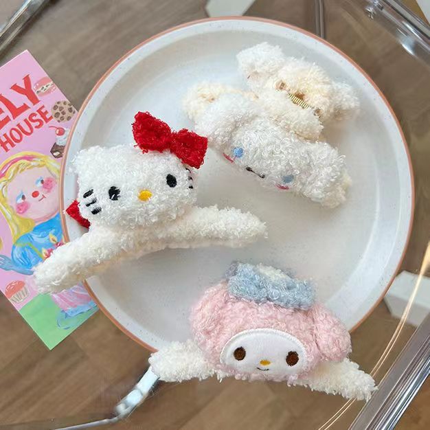 SANRIO STYLE FURRY HAIR CLAW CUTE FLUFFY MY MELODY HELLO KITTY ...