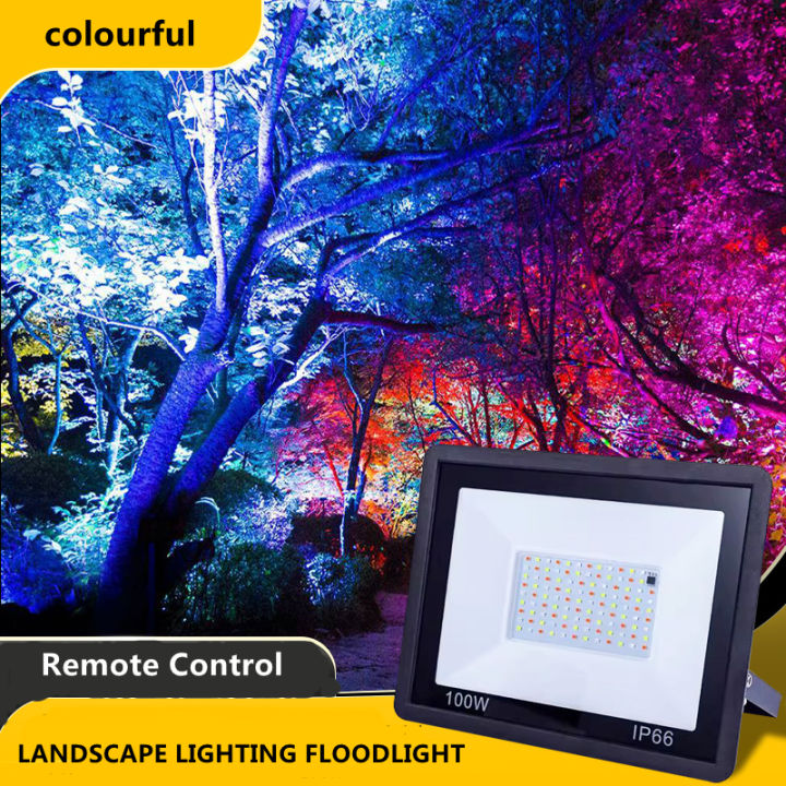 Remote control LED RGB floodlight AC 220V outdoor IP66 waterproof ...
