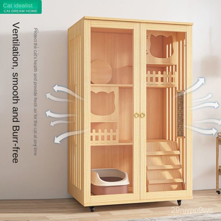 Cat Villa Cat House Household Solid Wood Indoor Cat Cabinet Cattery