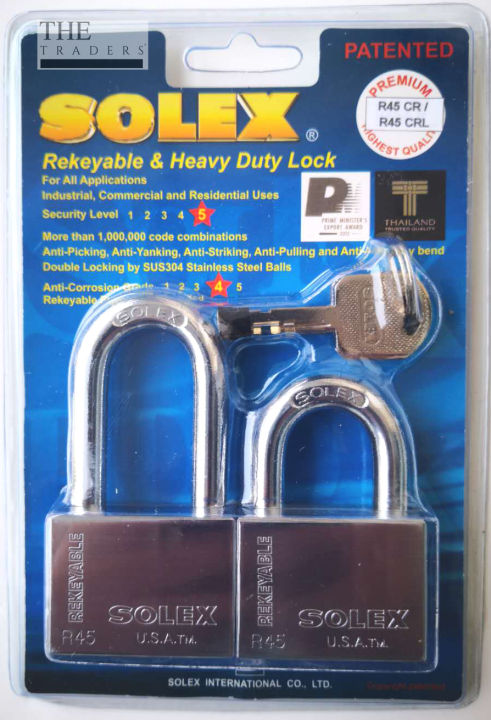 [100% ORIGINAL] SOLEX PREMIUM R45-CR/R45CRL KEY ALIKE 2:1 PADLOCK ...