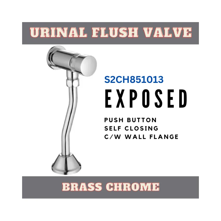 FULL BRASS CHROME PLATED SELF CLOSING PUSH BUTTON TYPE EXPOSED URINAL ...