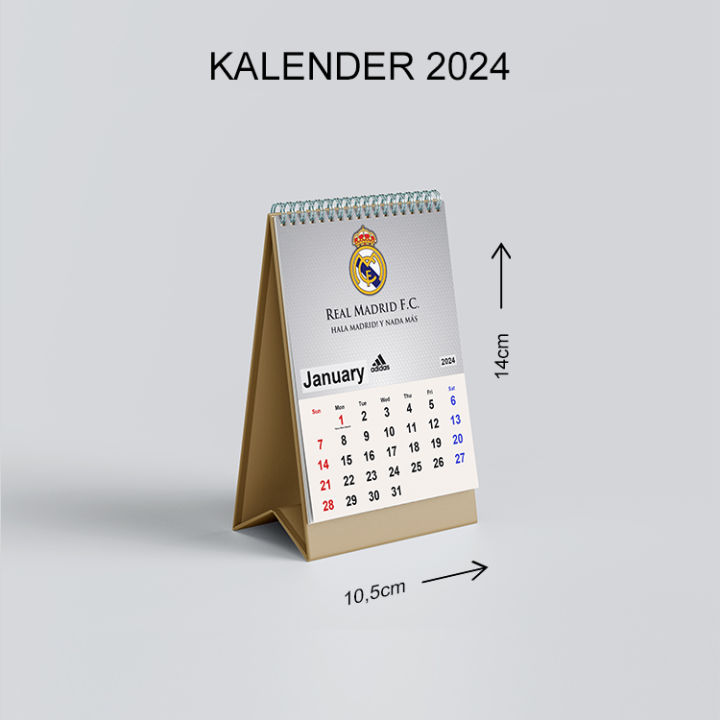 Kalender 2024 Lengkap Kalender Meja Ukuran Kecil Motif Club bola Real ...