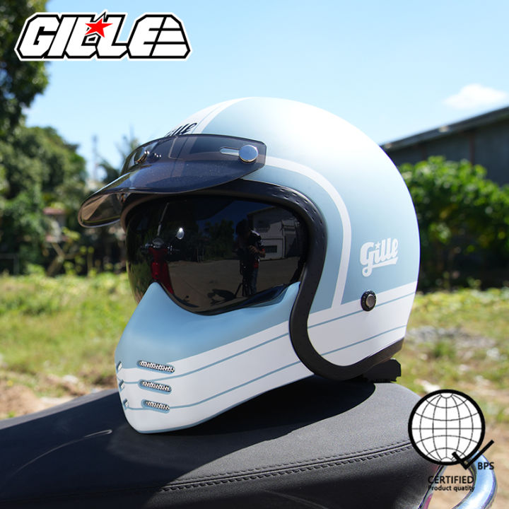 GILLE OP12 VENERY Combined full face helmet Classic Motorcycle Vintage helmet Removable Chin ...