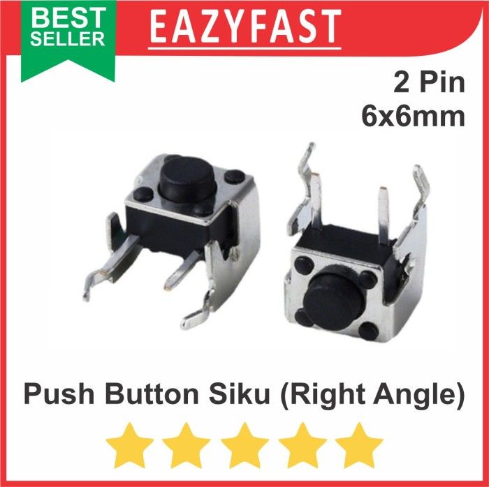 Tactile Push Button Angle Siku 2P 2 4 Pin Kaki Momentary Saklar Switch ...