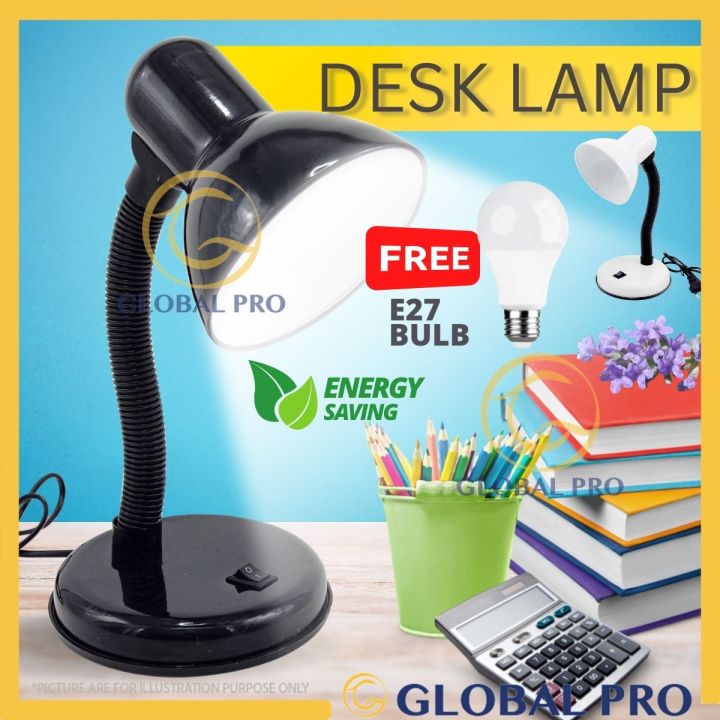 Study Lamp Lampu Meja Belajar Desk Lamp E27 Bulb Aluminium Ceramic ...
