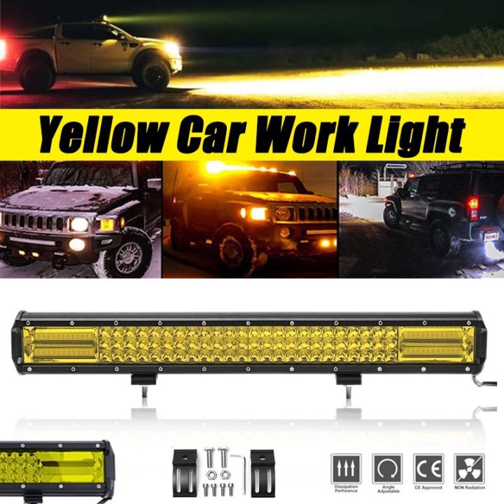 22 Inch Yellow LED 4x4 Off Road Light Bar Combo Beam Amber Work Light ...