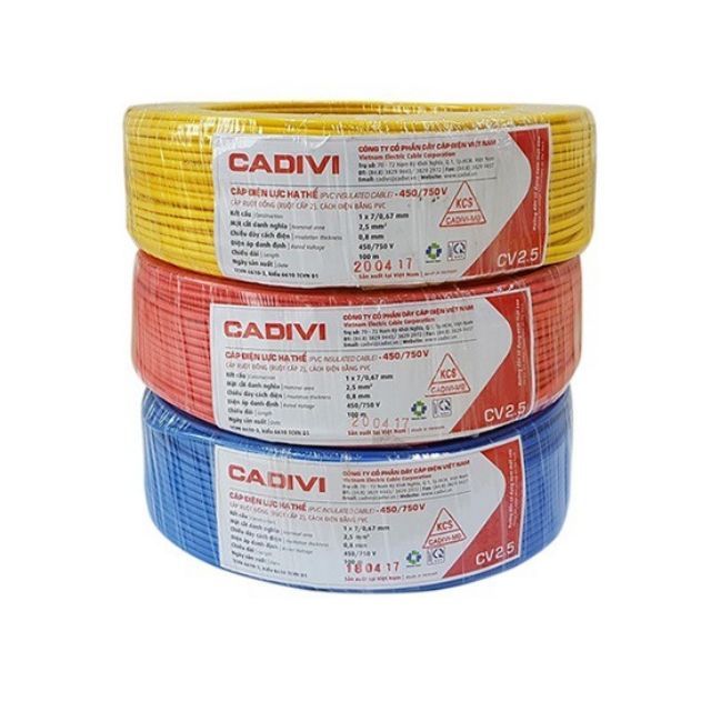 Dây Cáp Điện Đơn Cadivi Cv 1.5, 2.5, 4 , 6 , 8 Mm2 | Lazada.vn