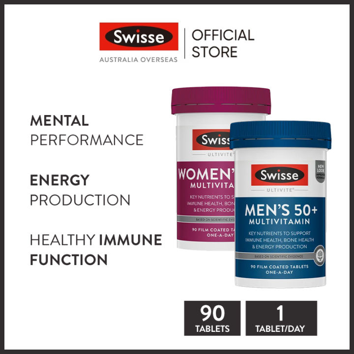 Swisse Ultivite Multivitamin Couple's Pack for Men & Women 50+ (90 Tablets + 90 Tablets) | Lazada PH