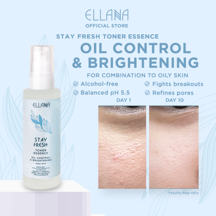 ELLANA Stay Fresh Toner Essence - Oil Control & Brightening, Alcohol ...