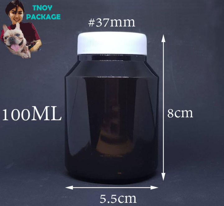 (12ใบ) ขวดพลาสติก PVC สีชา 100ml ไหล่ลาด กลม ฝาฉีก / ฝาหมุน ร้านTnoy Package (สินค้าส่งทุกวัน จ ...