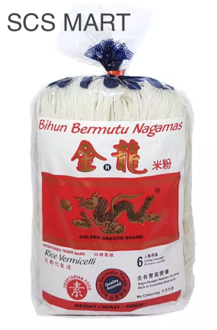 Golden Dragon Brand Rice Vermicelli 400g 金龙米粉 Bihun Bermutu Nagamas ...