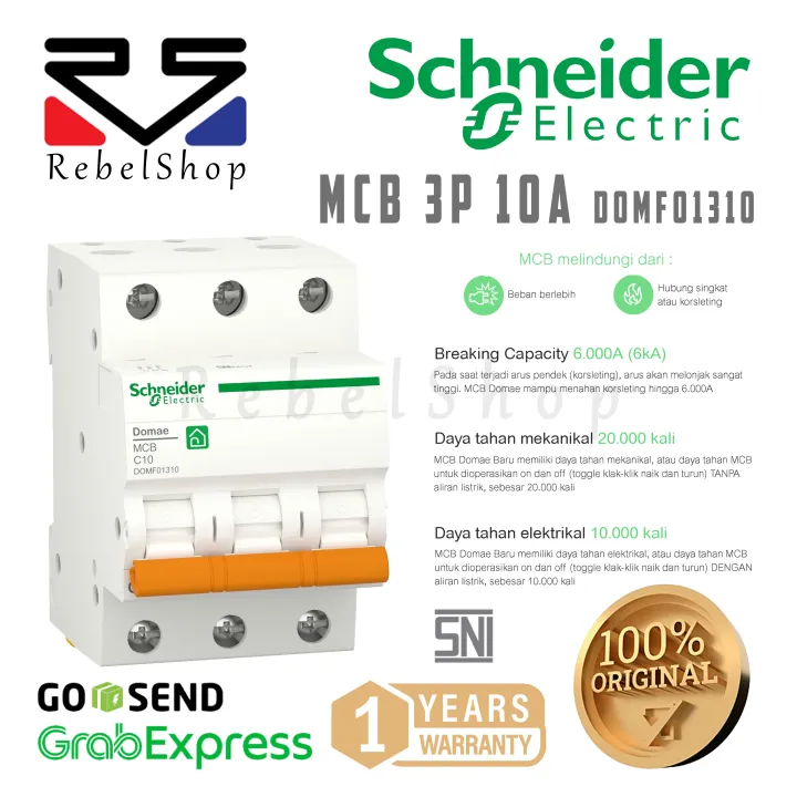 Schneider MCB New Domae 3P 10A 6kA SNI - 3 Phase 10 Ampere DOMF01310 | Lazada Indonesia