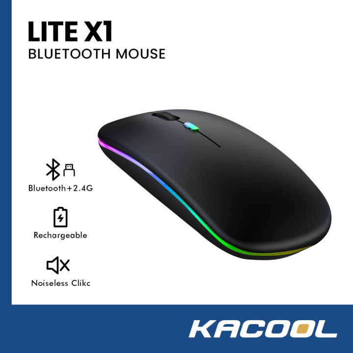 KACOOL LITE X1 Rechargeable RGB Mouse with Bluetooth and USB Dongle ...