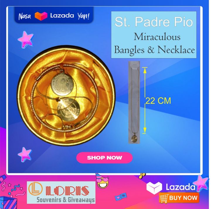 St. Padre Pio Medallion Necklace And Bangles (Healing Medallion ...