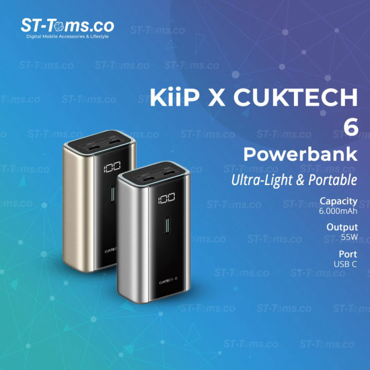 KiiP X CUKTECH 06 Mini Powerbank 6000mAh 55W Type-C Fast Charging | Lazada Indonesia