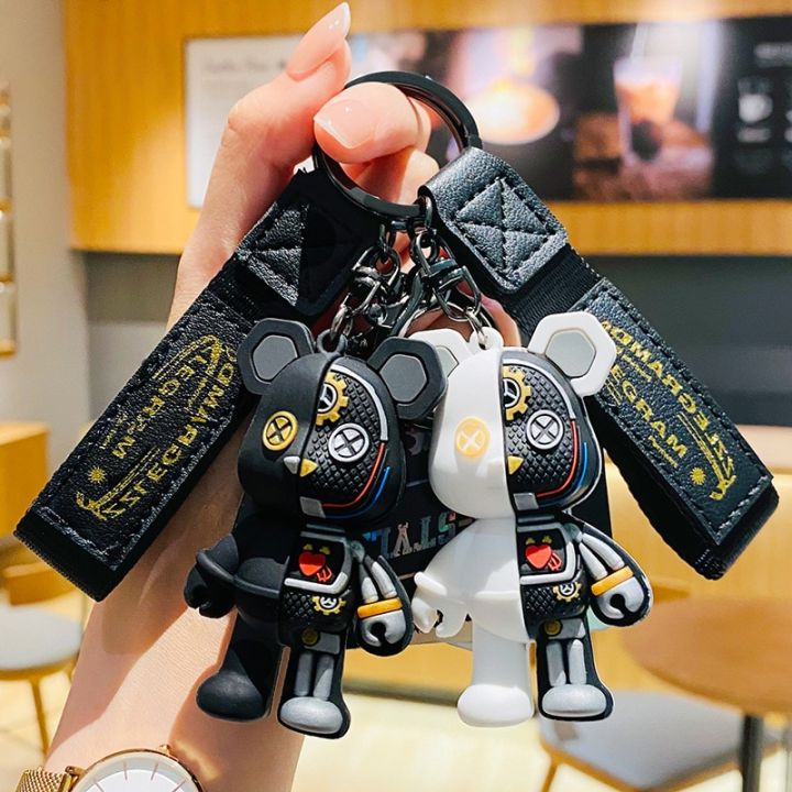 Cartoon Funny Half Skull Body Robot Mechanical Bear Keychain Fashion ...