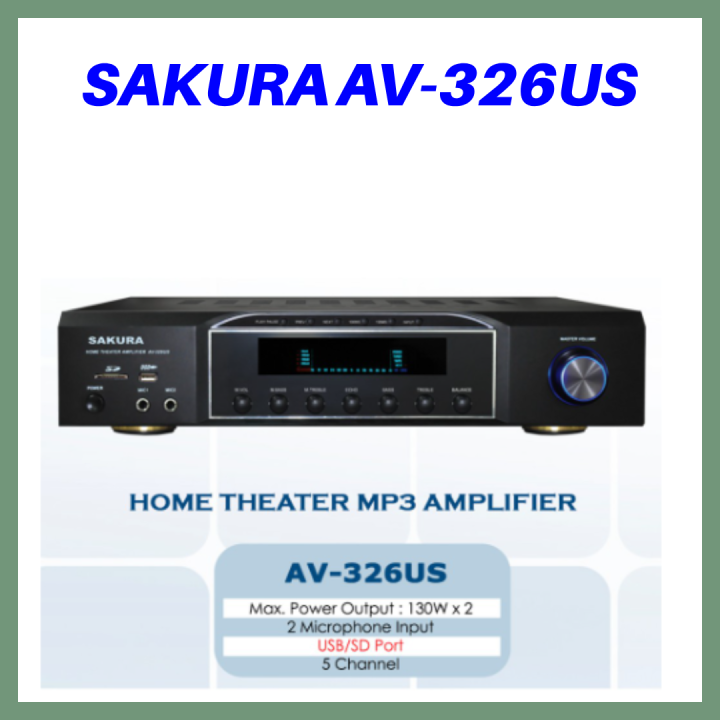 Sakura AV-326US 2 X 130W 5 Channel Home Theater MP3 Amplifier | Lazada PH