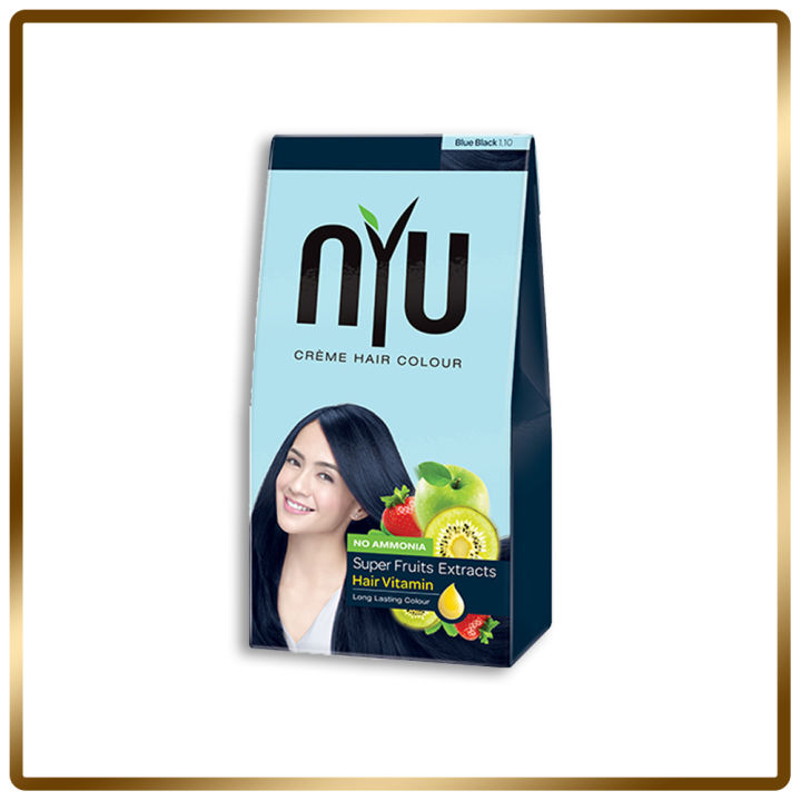 Semir Rambut Permanen NYU Creme Hair Colour Blue Black 30ml Kemasan Box ...