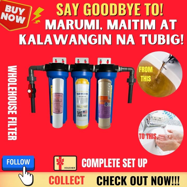 Water Filter 3 Stages 10" Slim Type NO BYPASS ideal for Residential ...